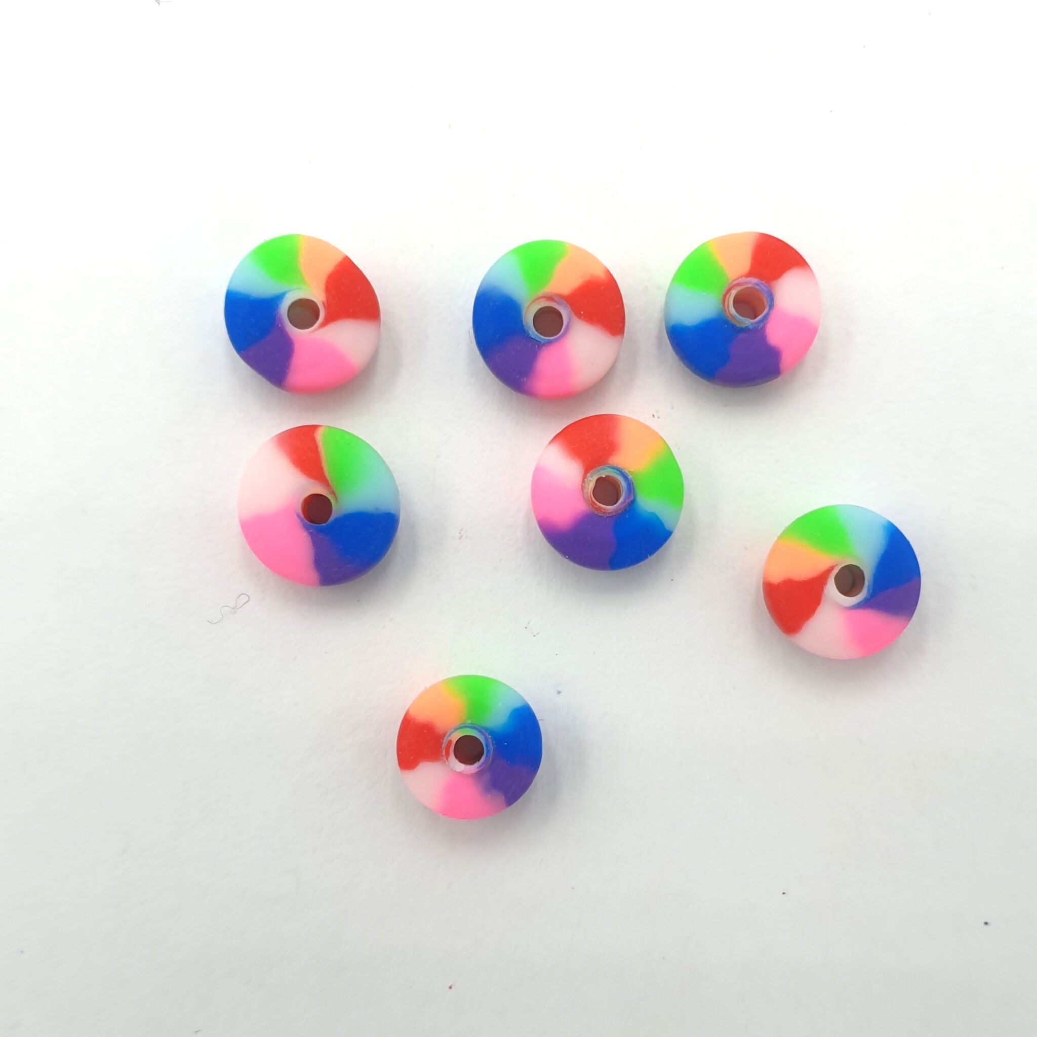 Polymeer kralen rondellen 6mm regenboog - www.Kralenwebshop.nl